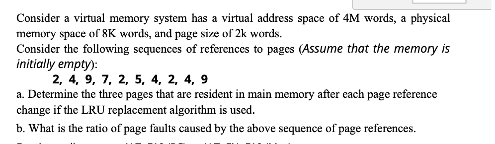 Solved Consider a virtual memory system has a virtual | Chegg.com