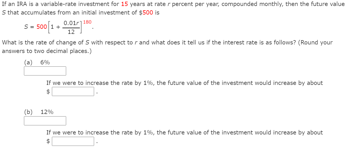 Solved If an IRA is a variable-rate investment for 15 years | Chegg.com