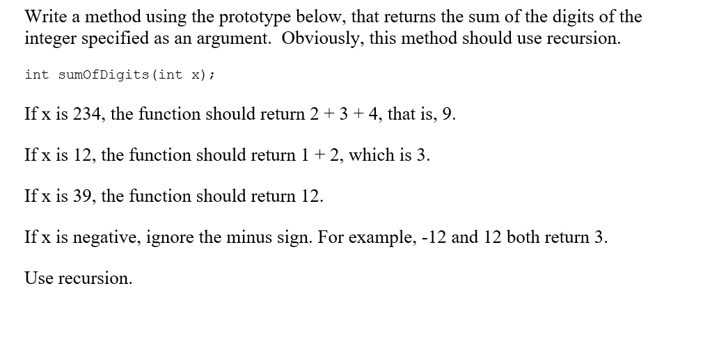 Solved Write a method using the prototype below, that | Chegg.com