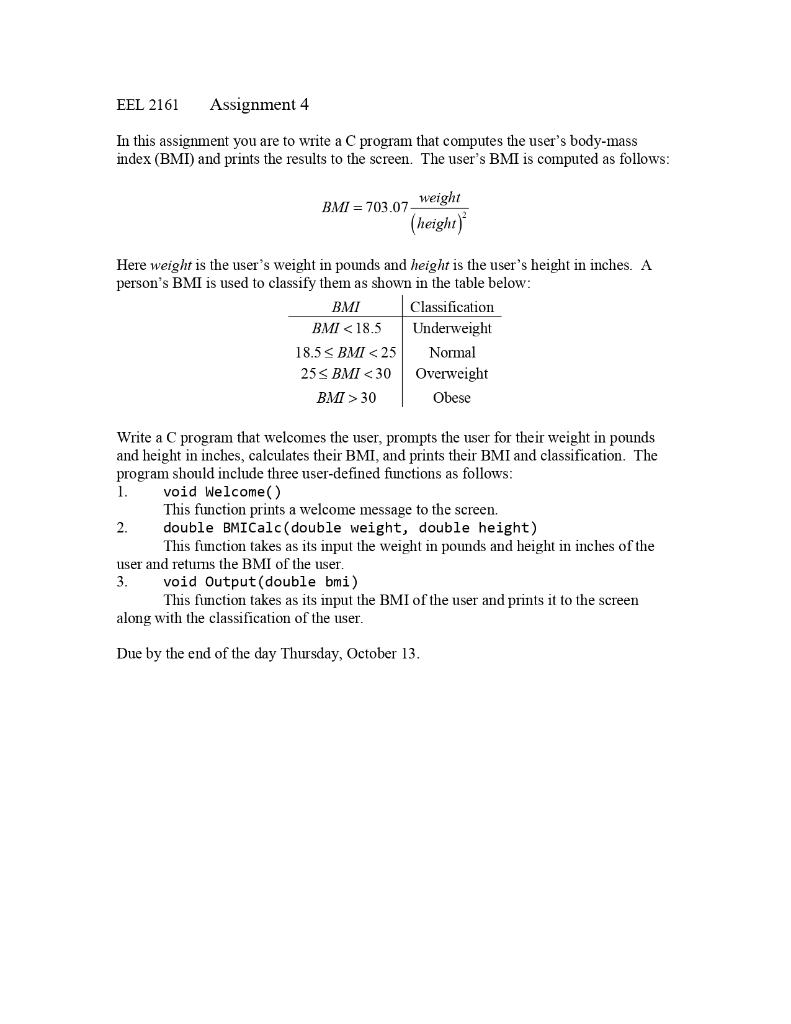 Solved EEL 2161 Assignment 4 In this assignment you are to | Chegg.com