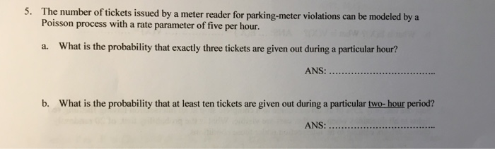 Solved The number of tickets issued by a meter reader for | Chegg.com