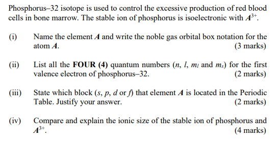 Solved Phosphorus-32 isotope is used to control the | Chegg.com