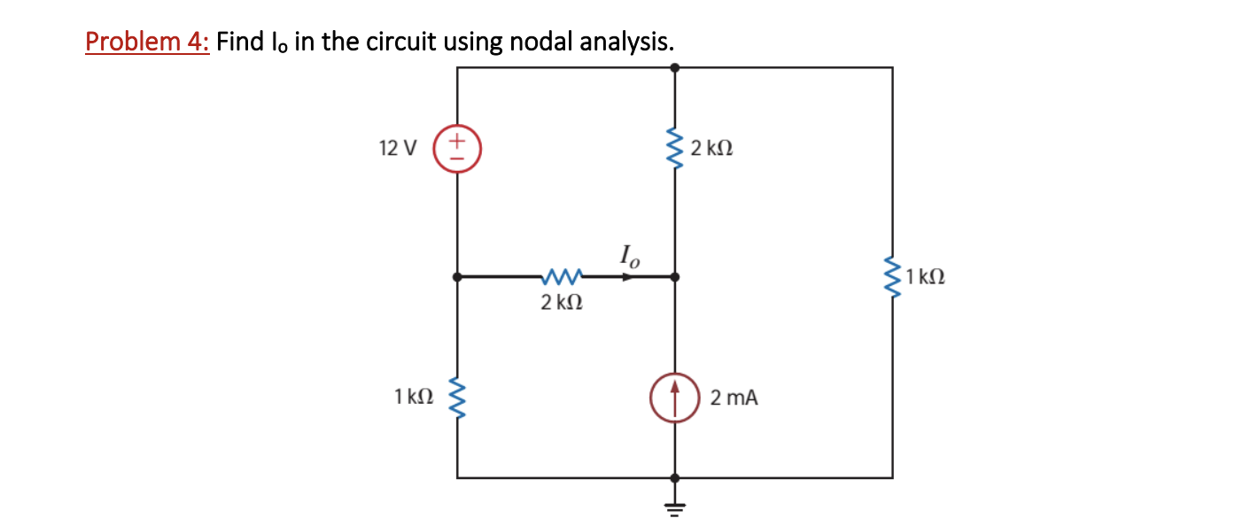 Solved Problem 4: Find Io in the circuit using nodal | Chegg.com