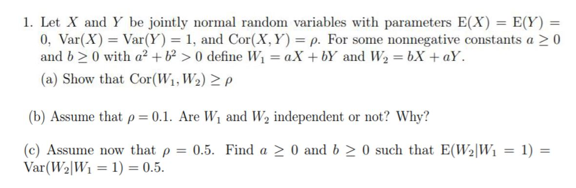 Solved 1. Let X and Y be jointly normal random variables | Chegg.com