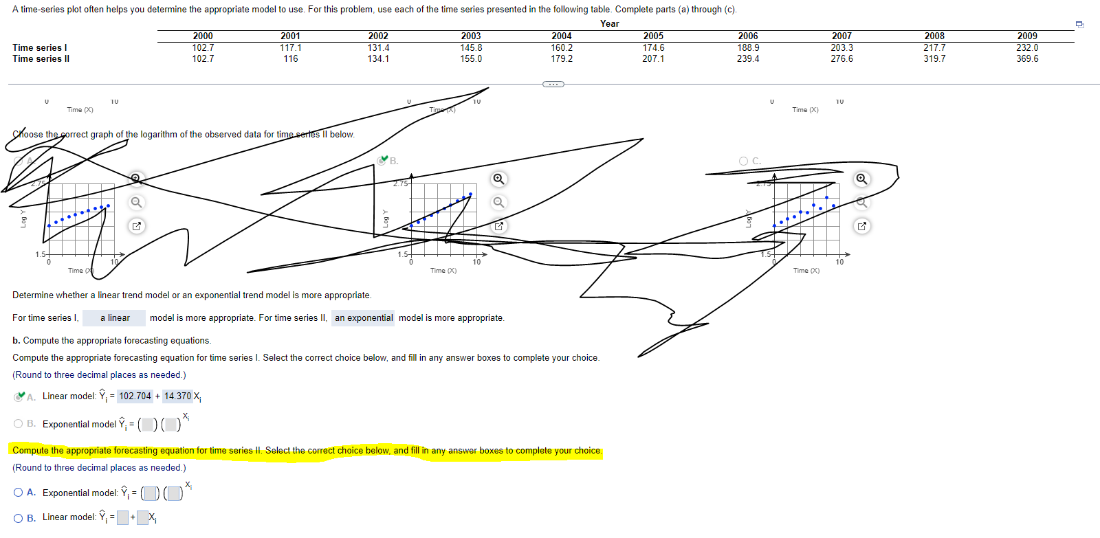 For time series I, model is more appropriate. For | Chegg.com