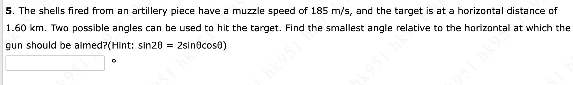 Solved The shells fired from an artillery piece have a | Chegg.com