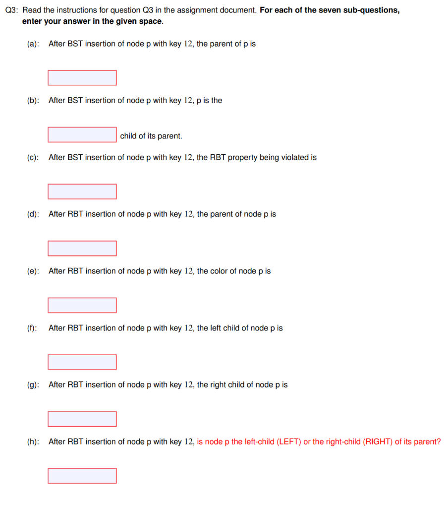 Solved Q3 (16 points) A red-black tree (RBT) T is shown in | Chegg.com