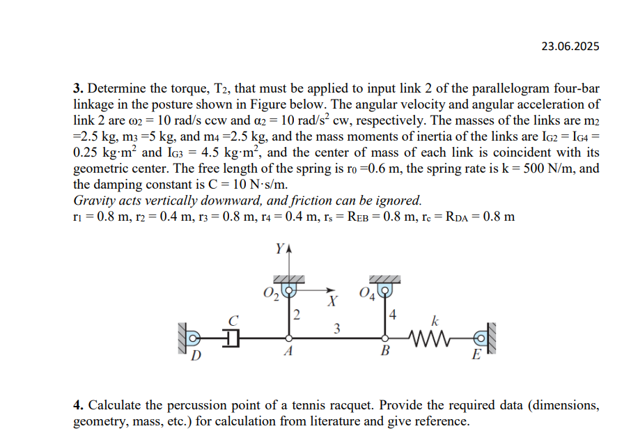 Solved Determine the torque, T2, ﻿that must be ﻿applied to | Chegg.com