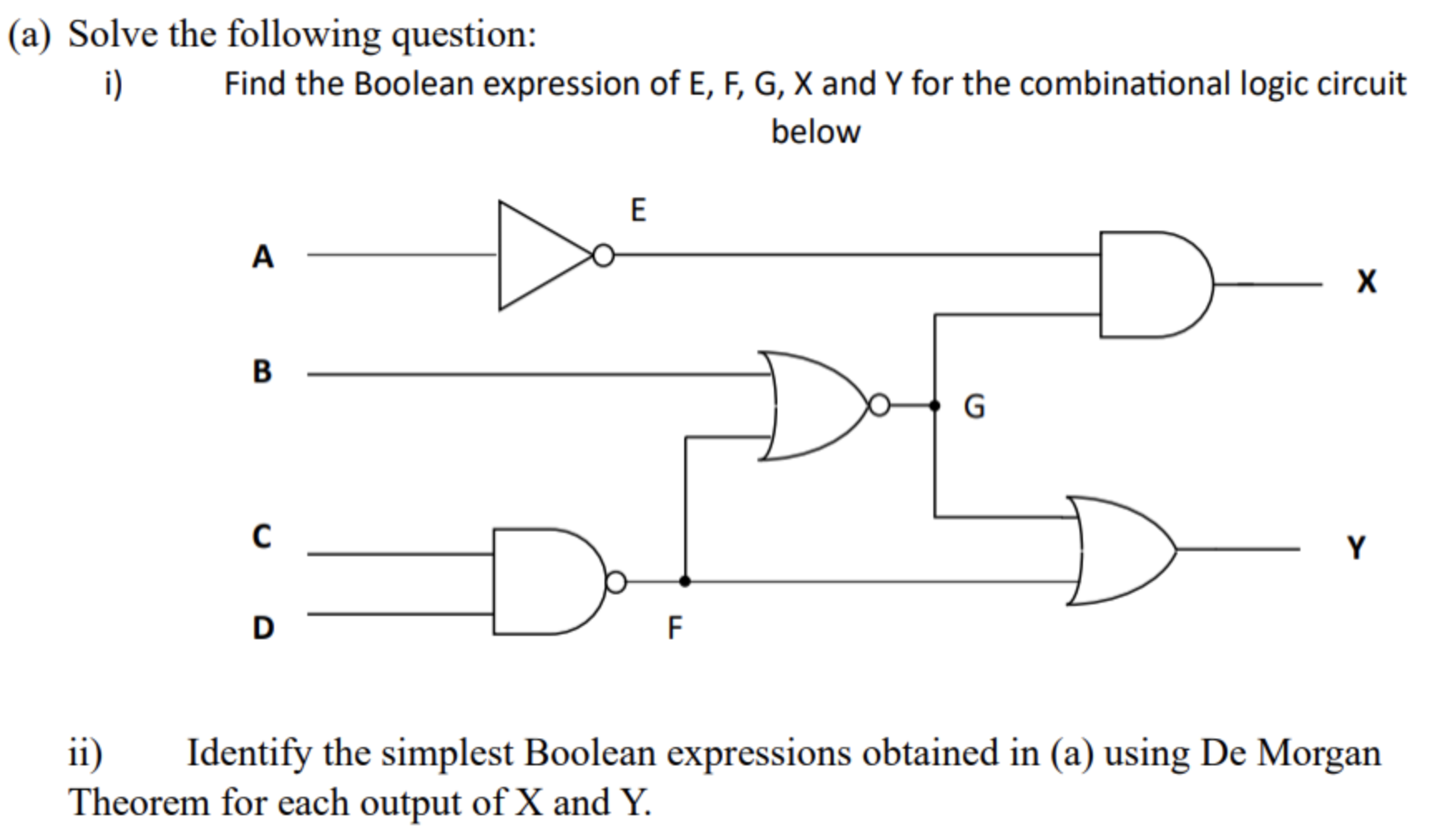 Solved (a) Solve the following question: i) Find the Boolean | Chegg.com