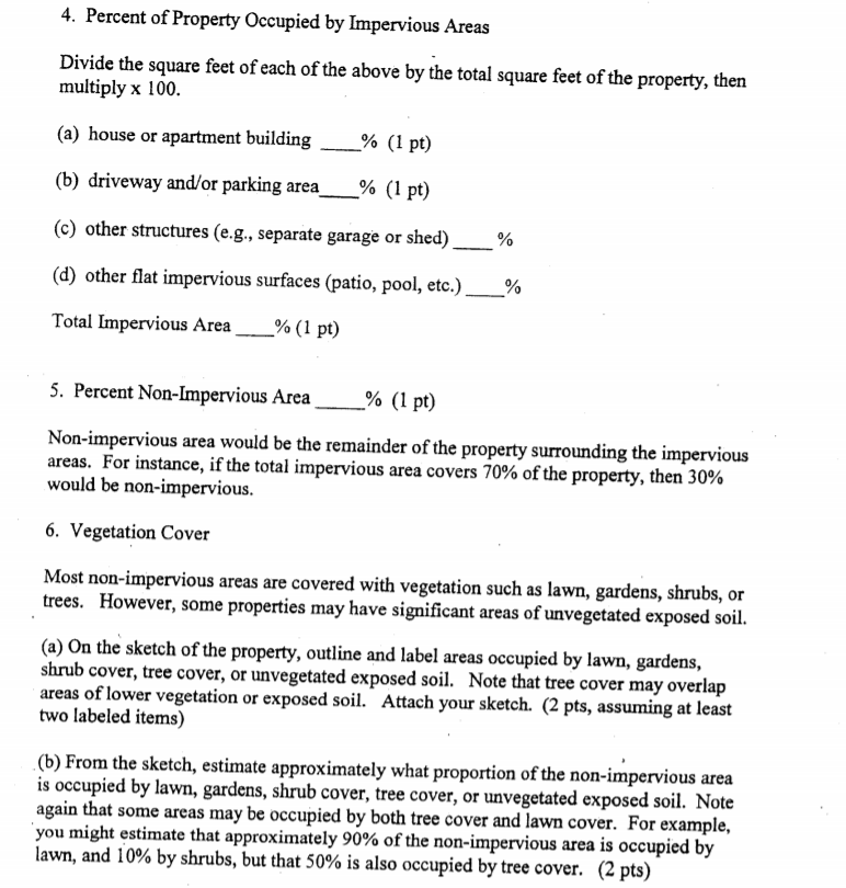 Solved Residential Impervious Cover Sample " = lo' Patie rol | Chegg.com