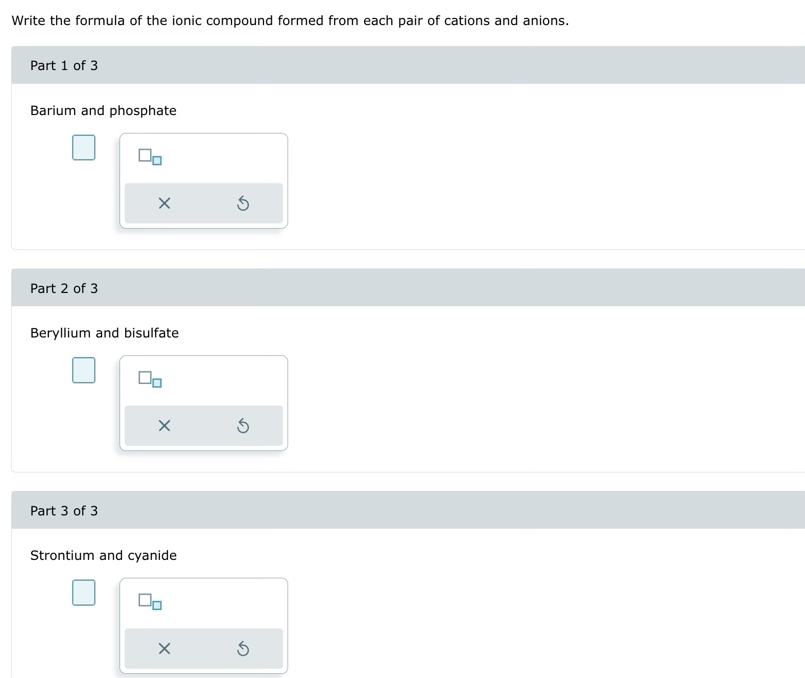 Solved Write the formula of the ionic compound formed from | Chegg.com