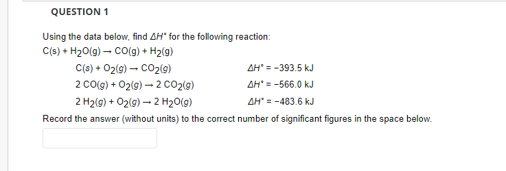 Solved Using the data below, find H∘ for the following | Chegg.com