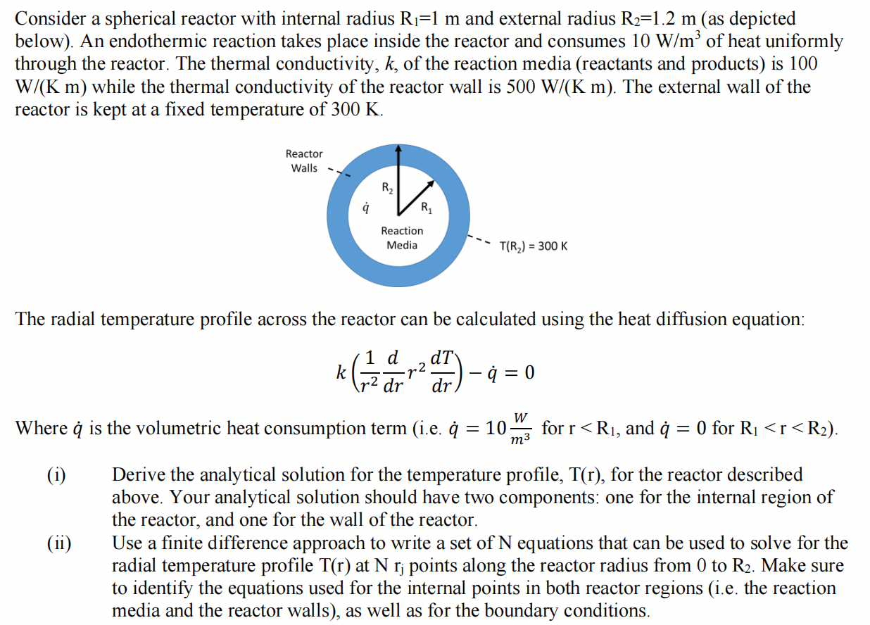 Solved Consider a spherical reactor with internal radius | Chegg.com