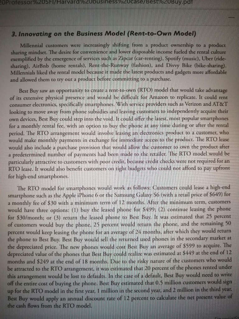 Consider the RTO model. Calculate income for years 1, | Chegg.com