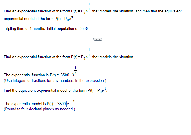 Solved Find an exponential function of the form P(t)=P0n⊤t | Chegg.com