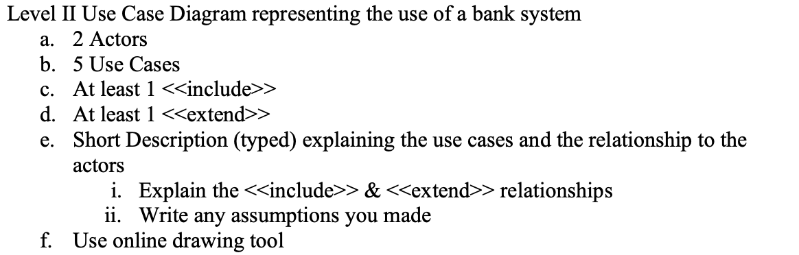 Solved Level II Use Case Diagram representing the use of a | Chegg.com