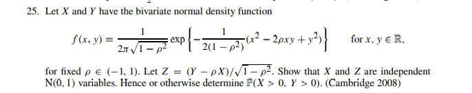 Solved 25. Let X and Y have the bivariate normal density | Chegg.com