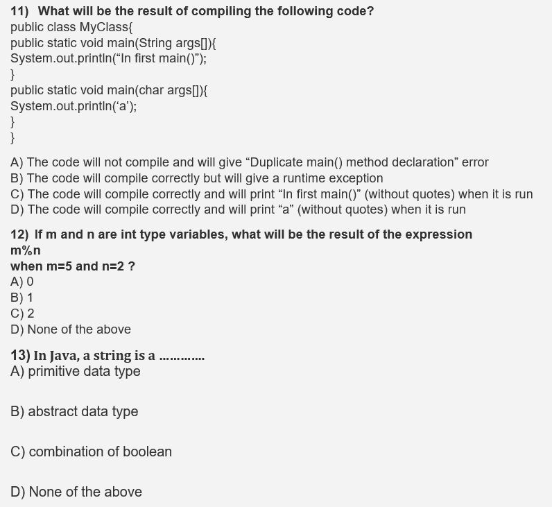Solved 11) What will be the result of compiling the | Chegg.com