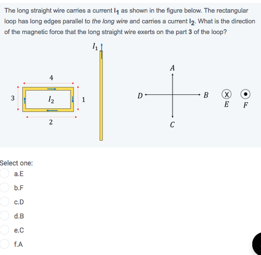 Solved The long straight wire carries a current I1 as shown | Chegg.com