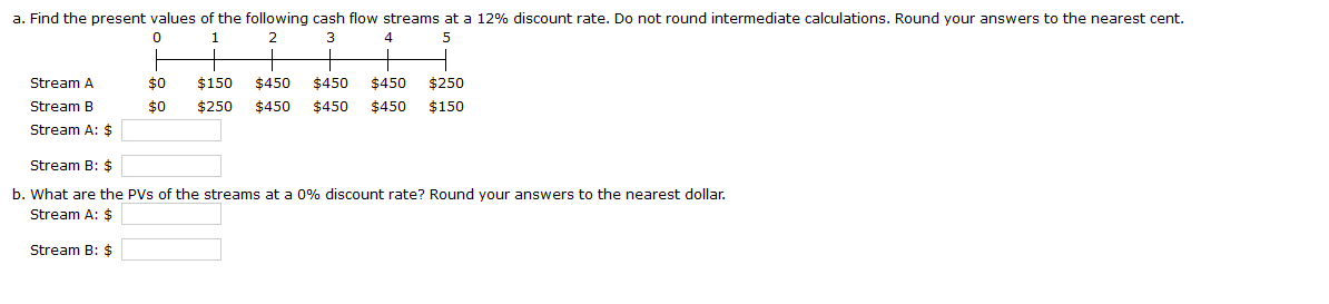Stream B: $ b. What are the PVs of the streams at a | Chegg.com