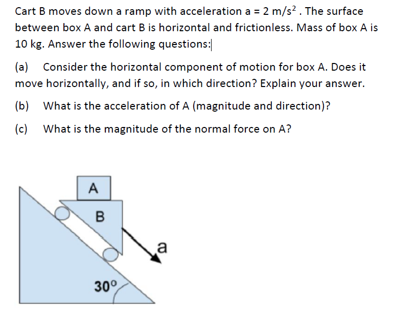 Solved Cart B moves down a ramp with acceleration a = 2 | Chegg.com