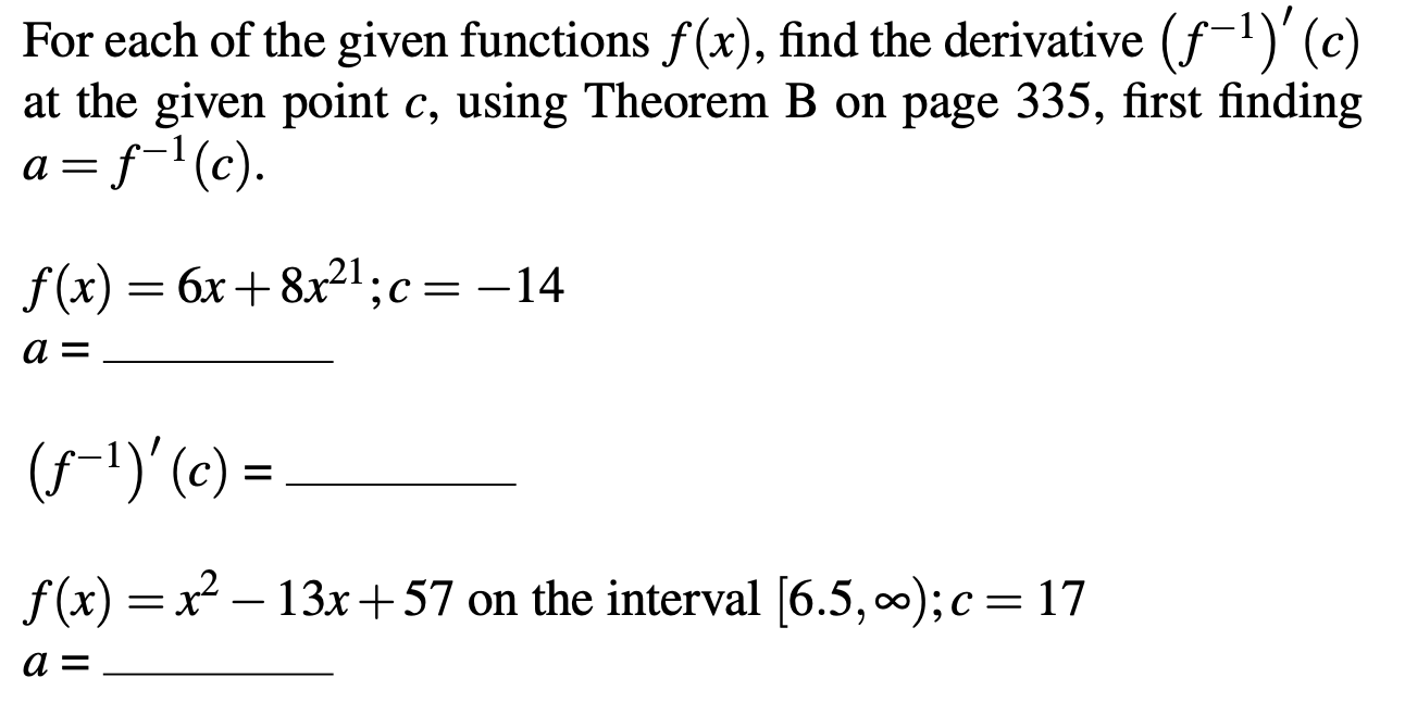 Solved For each of the given functions f(x), find the | Chegg.com