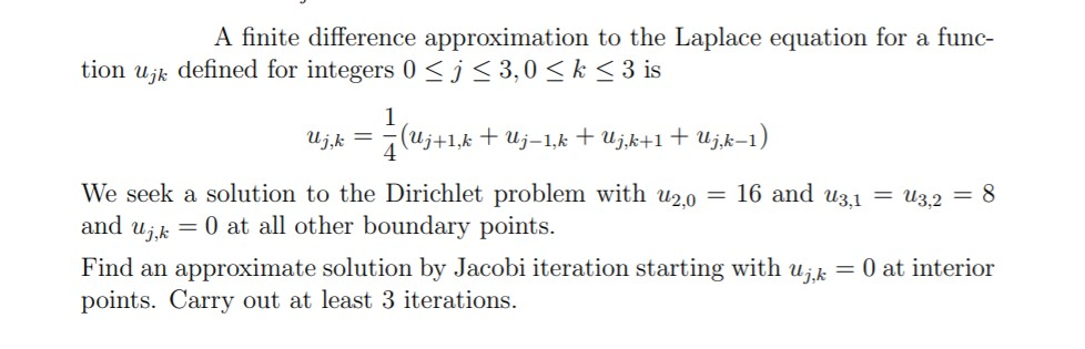 Solved A finite difference approximation to the Laplace | Chegg.com