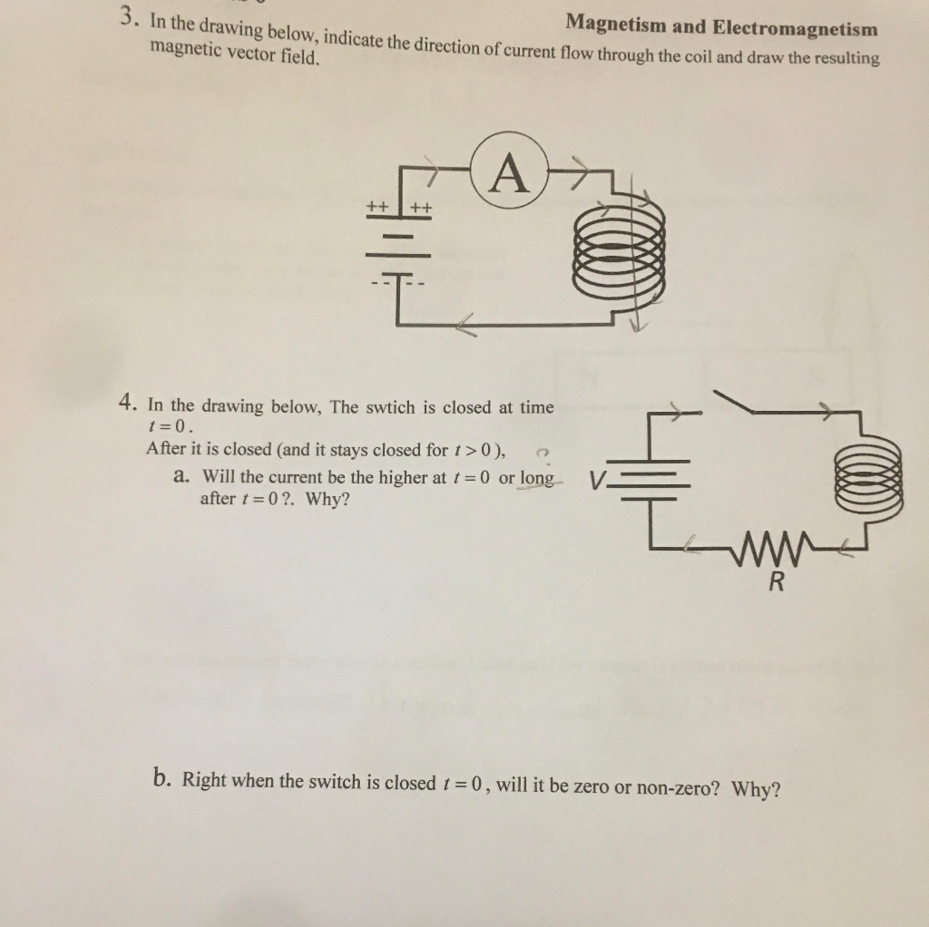 Solved 3. In the drawing below, indicate the direction of | Chegg.com