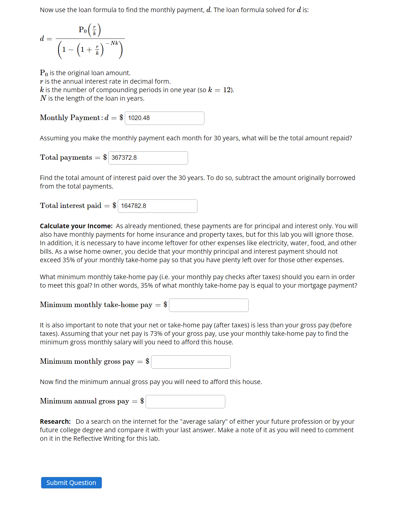 Solved Now use the loan formula to find the monthly payment, | Chegg.com