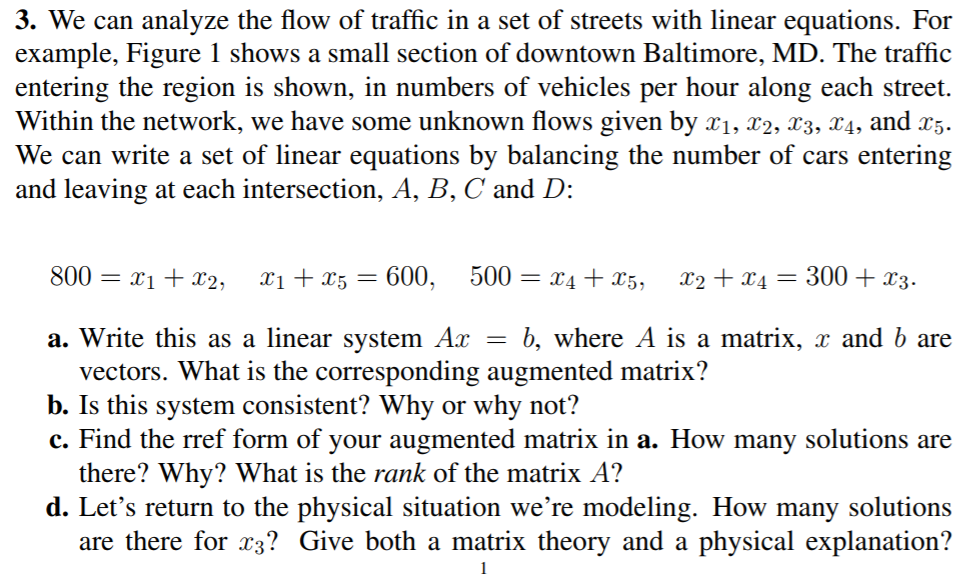 Solved 3. We can analyze the flow of traffic in a set of | Chegg.com