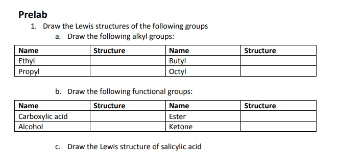 Solved Prelab 1. Draw the Lewis structures of the following | Chegg.com