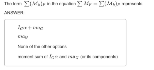 Solved The term ∑(Mk)P in the equation ∑MP=∑(Mk)P represents | Chegg.com