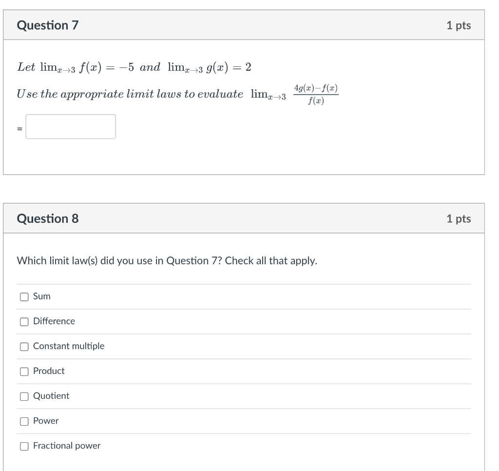 Solved Let limx→3f(x)=−5 and limx→3g(x)=2 Use the | Chegg.com
