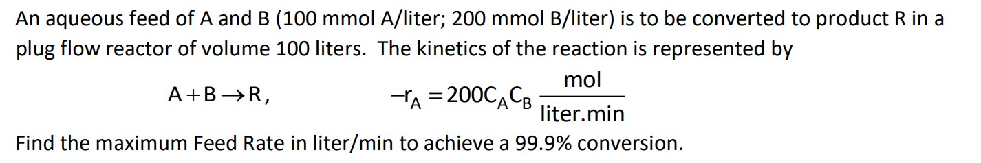 Solved An aqueous feed of \\( A \\) and \\( B(100 | Chegg.com