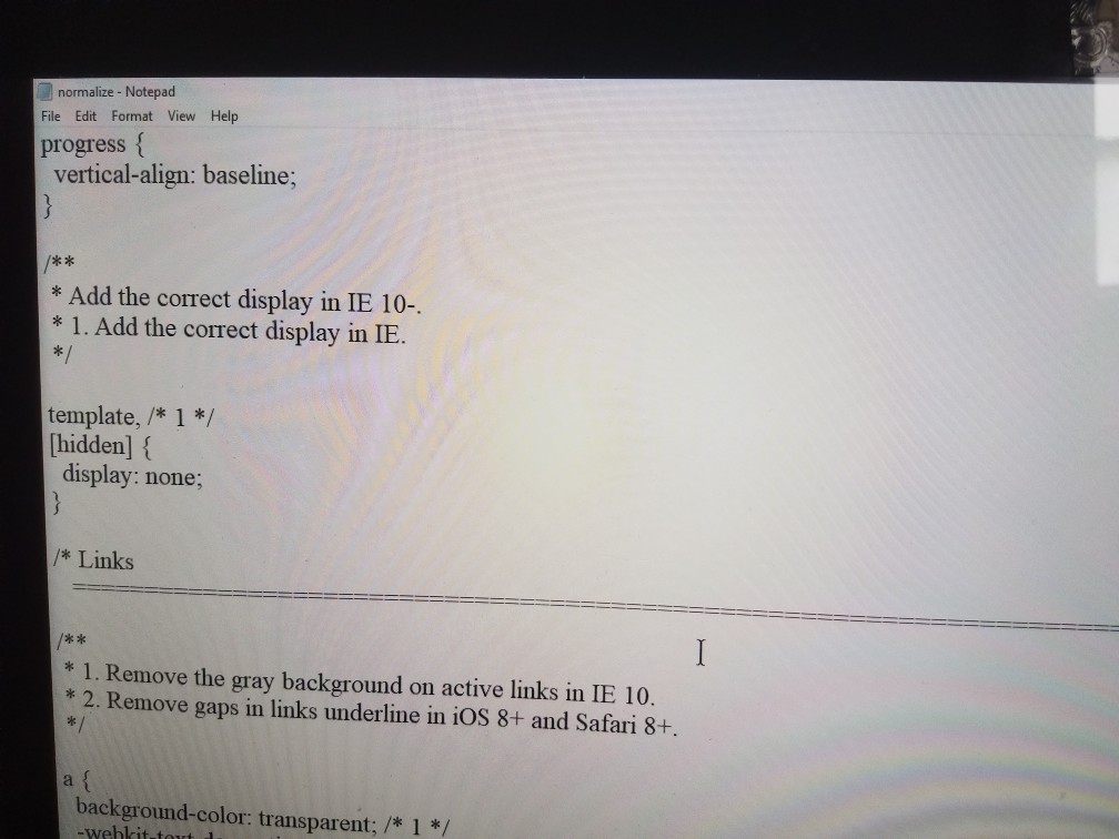 normalize- Notepad File Edit Format View Help /*! | Chegg.com