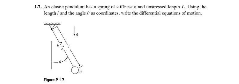 Solved 1.7. An elastic pendulum has a spring of stiffness k | Chegg.com