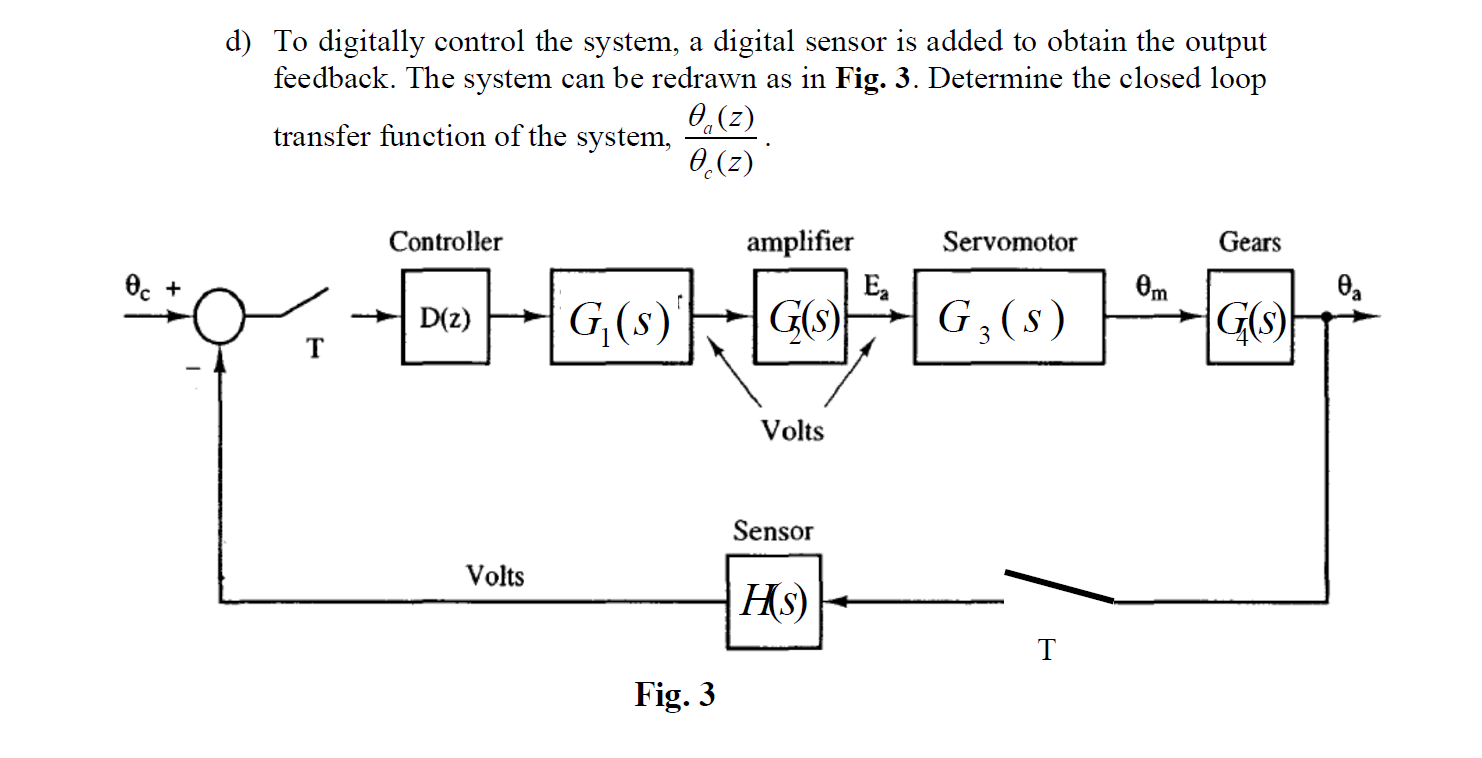 Solved d) To digitally control the system, a digital sensor | Chegg.com