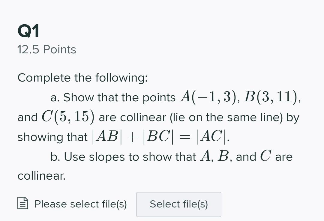 Solved Complete the following: a. Show that the points | Chegg.com