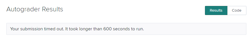 Autograder Results Results Code Your Submission Timed 0494