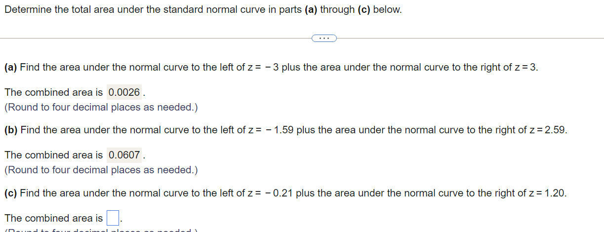 Solved Determine the total area under the standard normal | Chegg.com