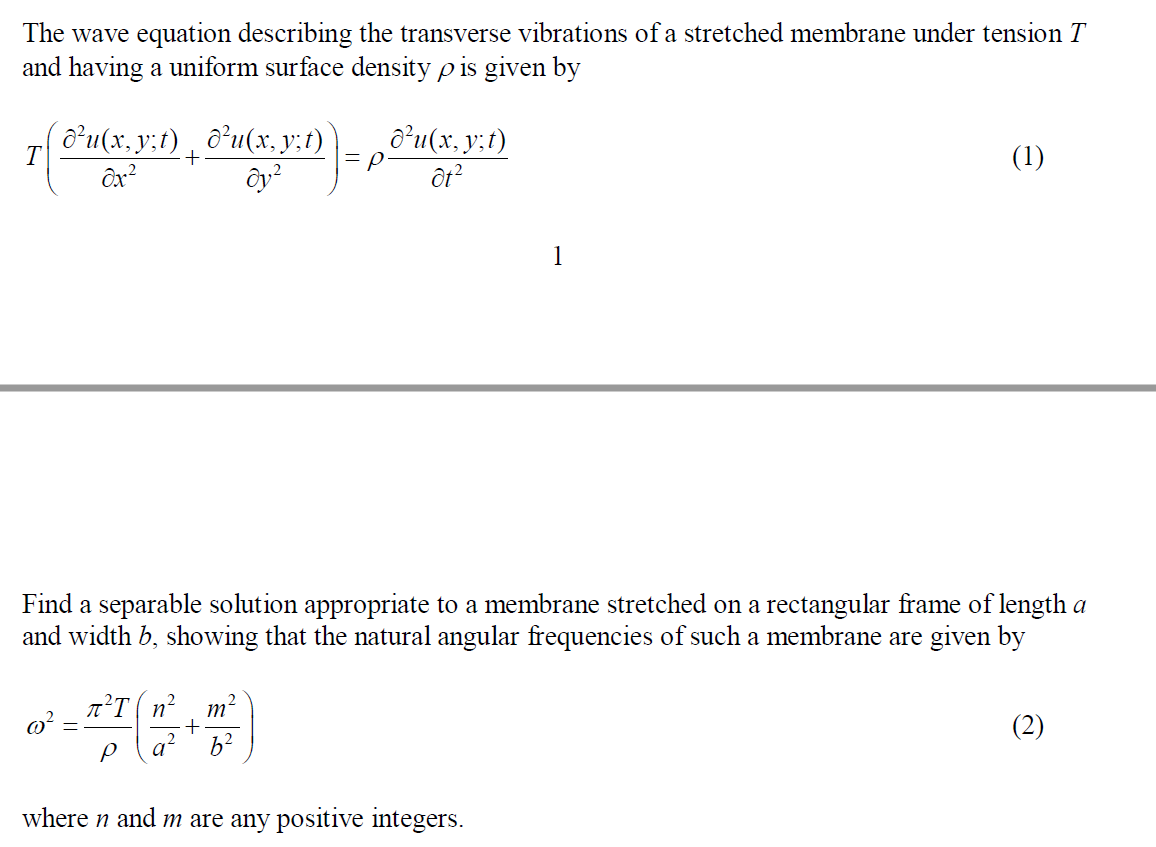 Solved The wave equation describing the transverse | Chegg.com