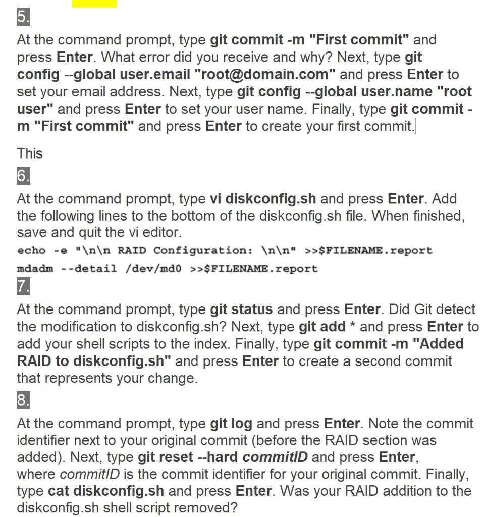 5. At the command prompt, type git commit -m "First | Chegg.com