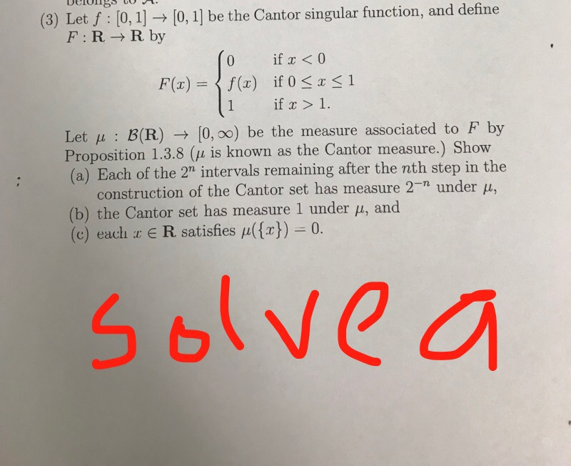 Solved 3 Let 1 [0 1] Be The Cantor Singular