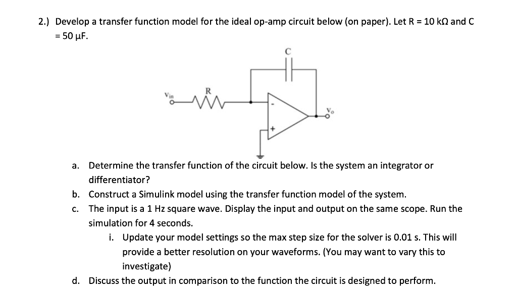 Solved 2.) Develop a transfer function model for the ideal | Chegg.com