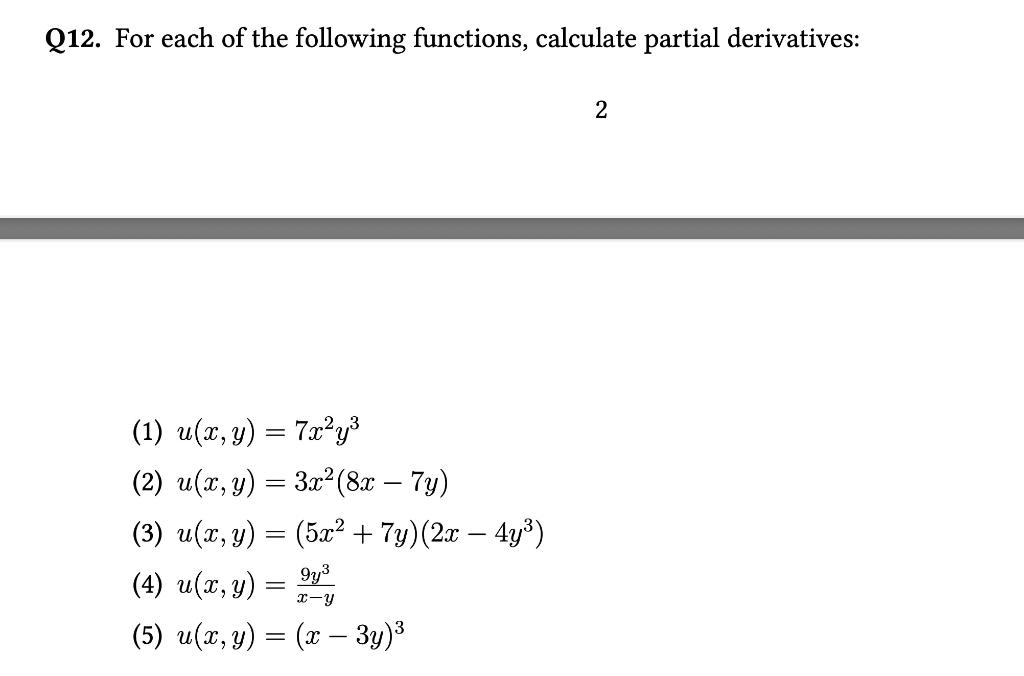 Solved Q12. For each of the following functions, calculate | Chegg.com