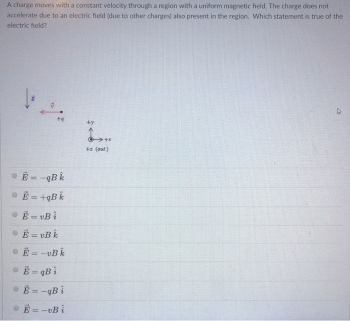 A charge moves with a constant velocity through a | Chegg.com