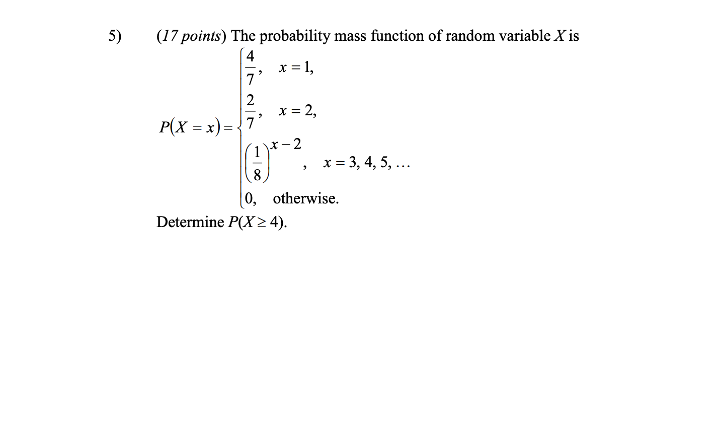 Solved (17 points) The probability mass function of random | Chegg.com