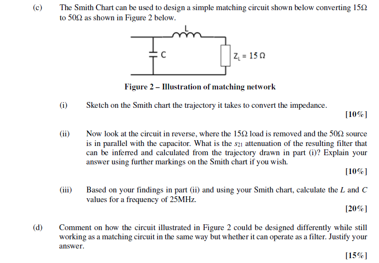 Solved (c) The Smith Chart can be used to design a simple | Chegg.com