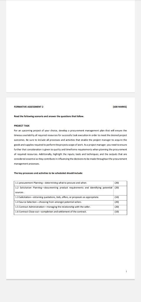 Solved FORMATIVE ASSESSMENT 2 [100 MARKS] Read the following | Chegg.com