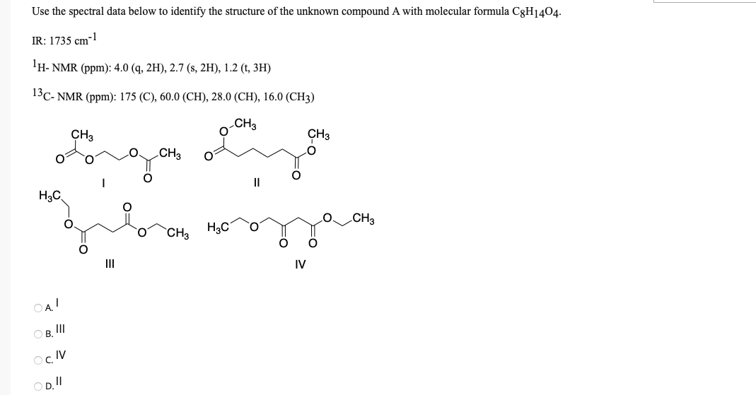 Solved Use the spectral data below to identify the structure | Chegg.com